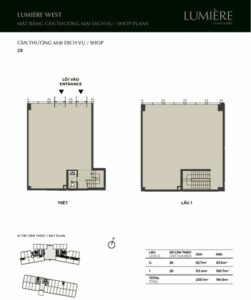 Mặt bằng layout Shophouse Lumiere Riverside cập nhập 01/2026