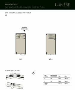 Mặt bằng layout Shophouse Lumiere Riverside cập nhập 01/2026